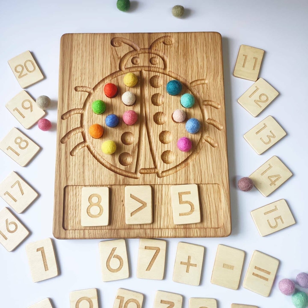 Montessori Math Ladybug Math Board 1-20 With Set of Numbers Cards ...