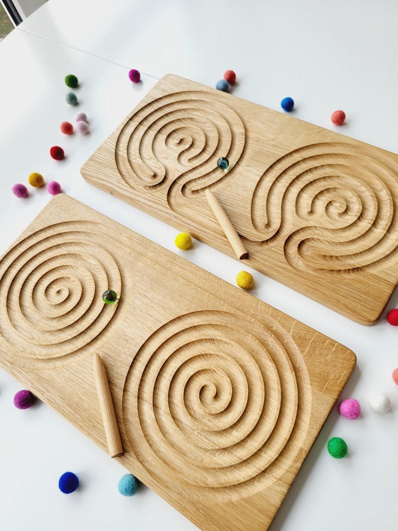 Tracing Reversible Board, Finger Labyrinth, Learning Toy, Wooden Maze ...