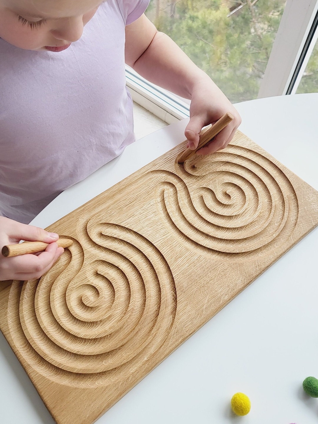 Tracing Reversible Board, Finger Labyrinth, Learning Toy, Wooden Maze ...