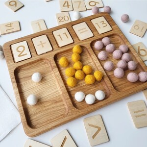Montessori Math Board Count With Trays and Numbers Cards Waldorf ...
