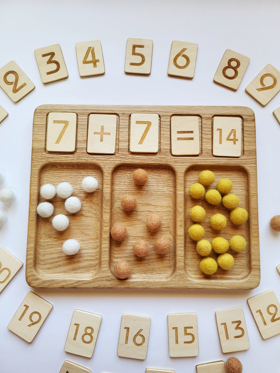 Montessori Math Board Count With Trays and Numbers Cards Waldorf Gift ...