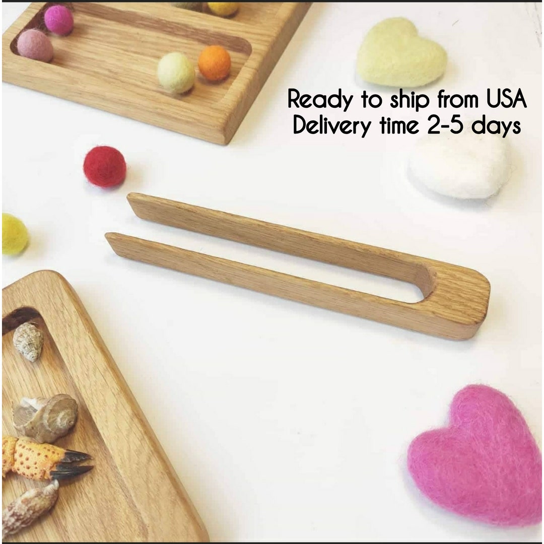 Montessori Wooden Tweezers or Tongs Fine Motor Skills Gift for Kids ...