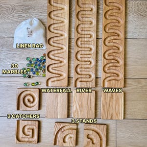 Wooden Marble Run Race Marble Machine Winding Track Set Wooden Ball Run ...