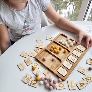 Montessori Math Board Count With Trays and Numbers Cards Waldorf ...