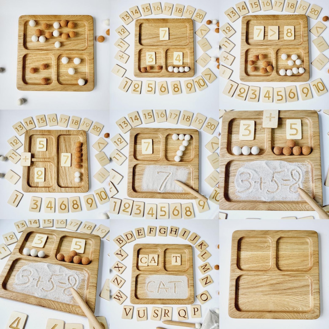 Montessori Sorting Tray Number Letters Cards Color Sorting Composition ...