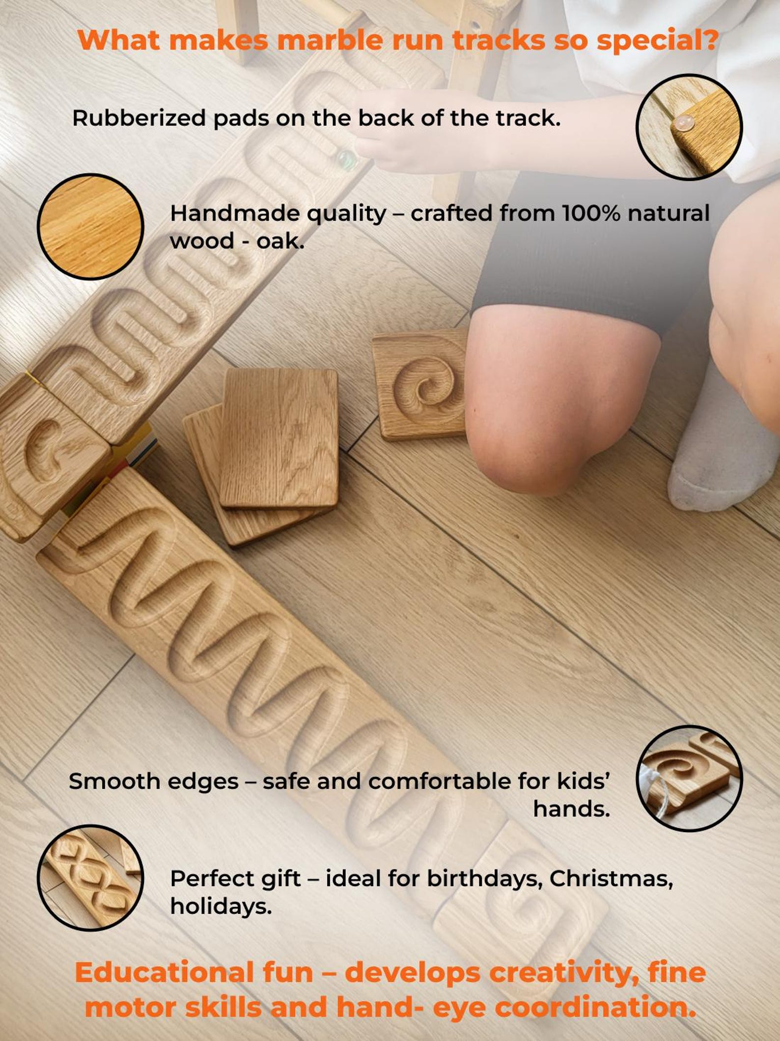 Gift for Kids Wooden Marble Run Race Marble Machine Winding Track Wood ...