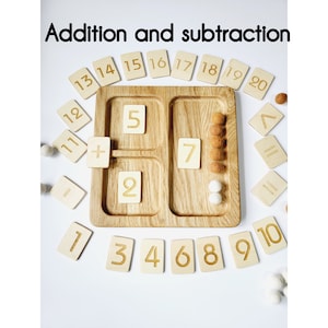 Montessori Sorting Tray Number Letters Cards Color Sorting Composition ...