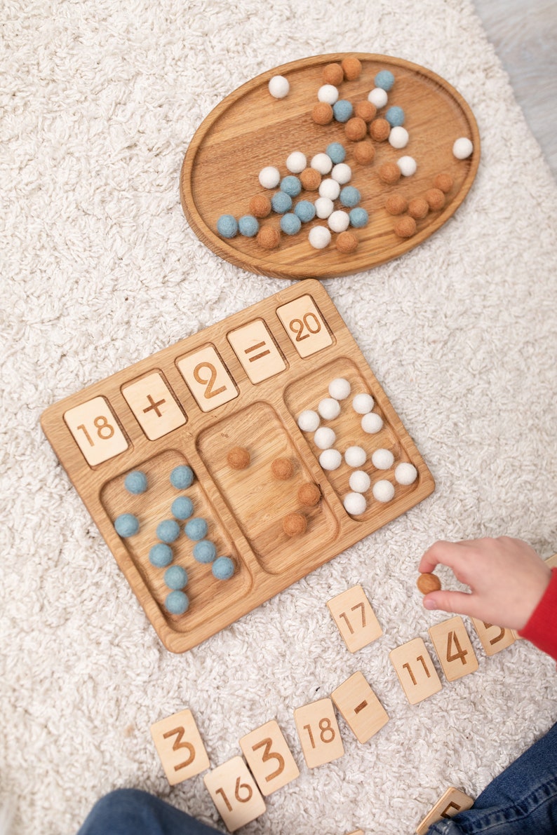 Math Tray 0-20 Learning Numbers Gift for Children Math Montessori ...