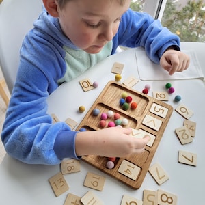 Montessori Math Board 1-20 With Trays and Numbers Cards Birthday Gift ...