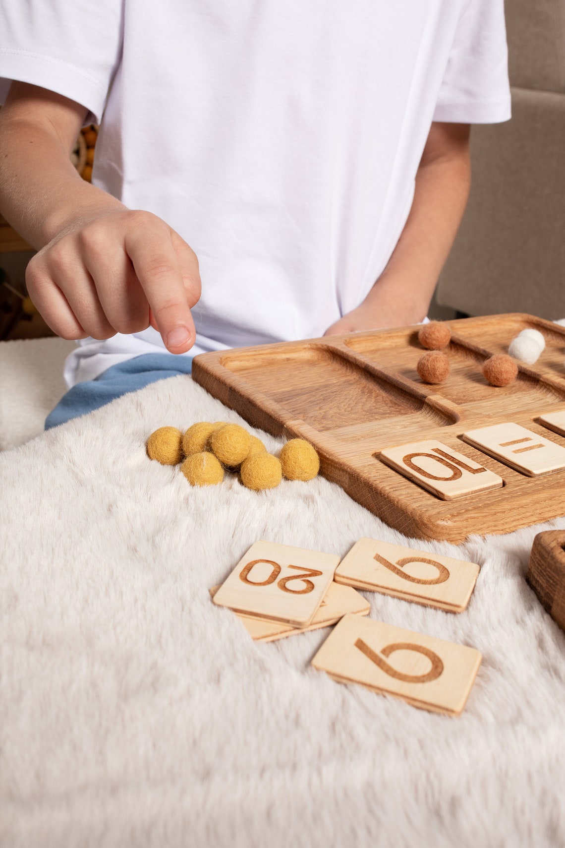 Montessori Math Board Count With Trays and Numbers Cards Waldorf Gift ...
