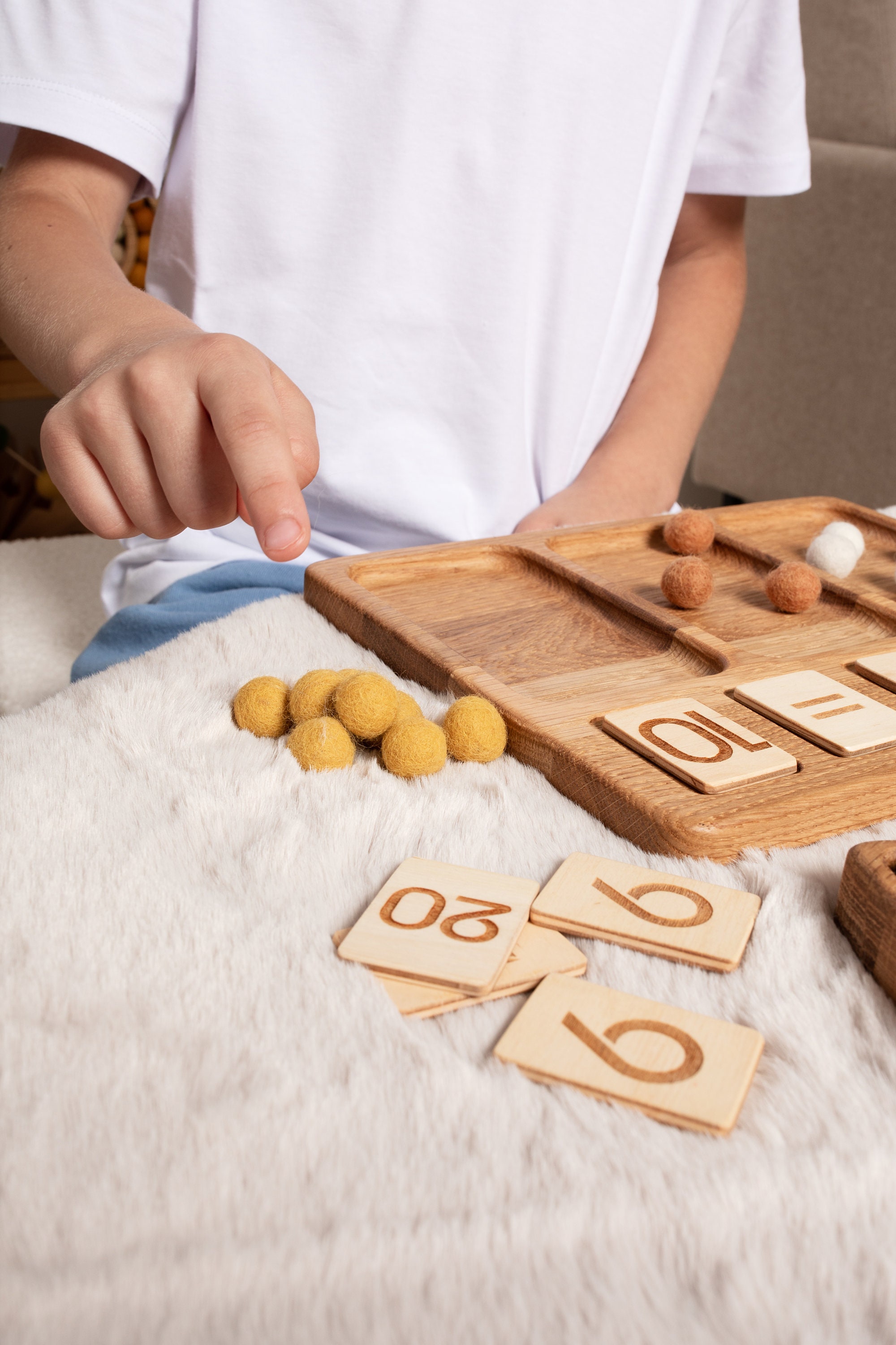 Montessori Math Board Count With Trays and Numbers Cards Waldorf Gift ...