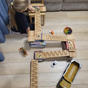 Gift for Kids Wooden Marble Run Race Marble Winding Track Set Wooden ...