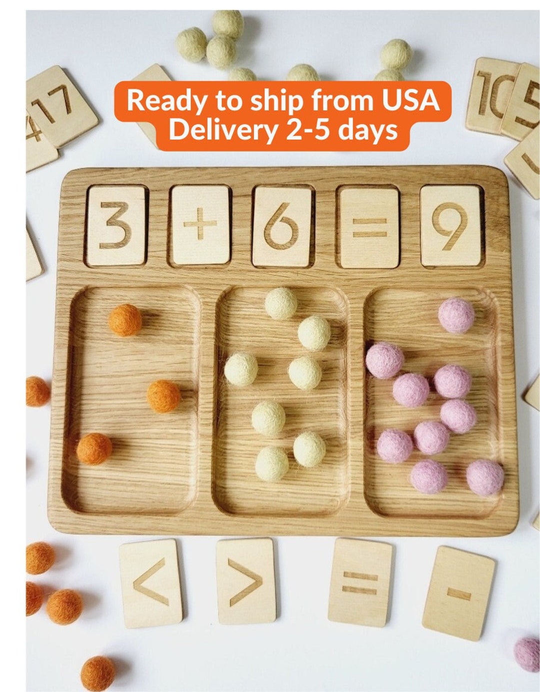 Montessori Math Board 1-20 With Trays and Numbers Cards Gift for Kids ...