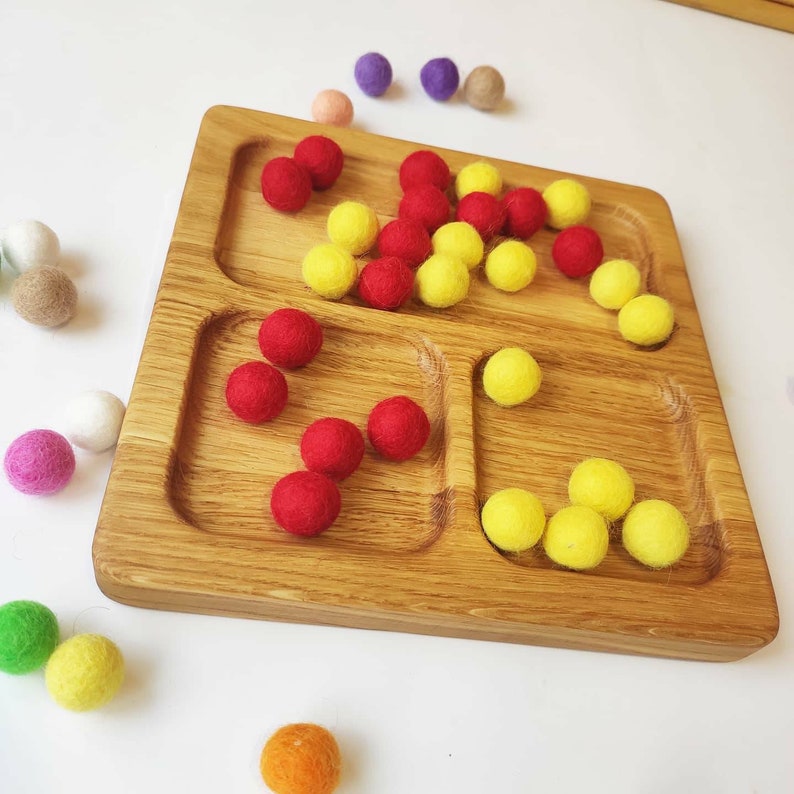 Montessori color sorting tray with number cards | Etsy