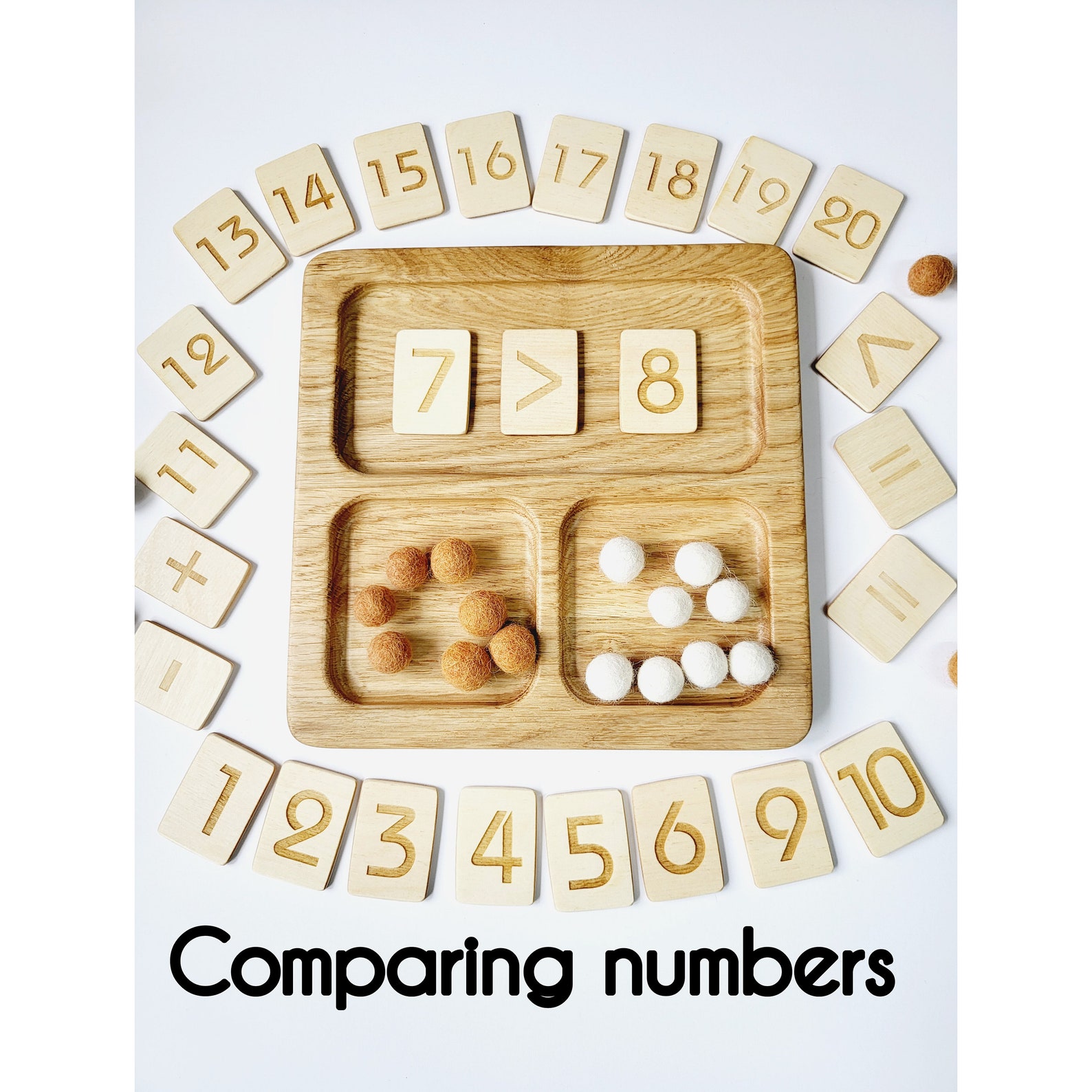 Montessori Sorting Tray Number Letters Cards Color Sorting Composition ...