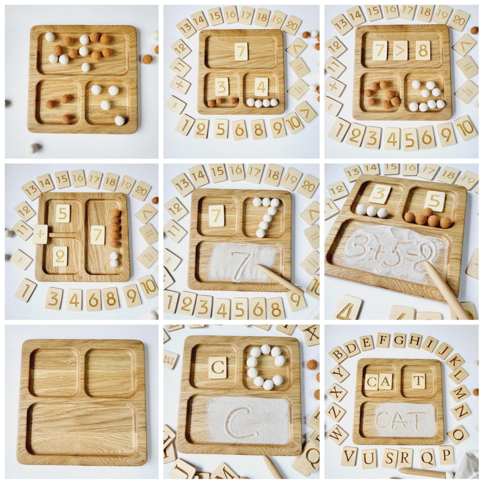 Montessori Sorting Tray Number Letters Cards Color Sorting Composition ...