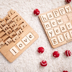 Wooden Alphabet Set Handmade Wood Letters Movable Alphabet Montessori ...