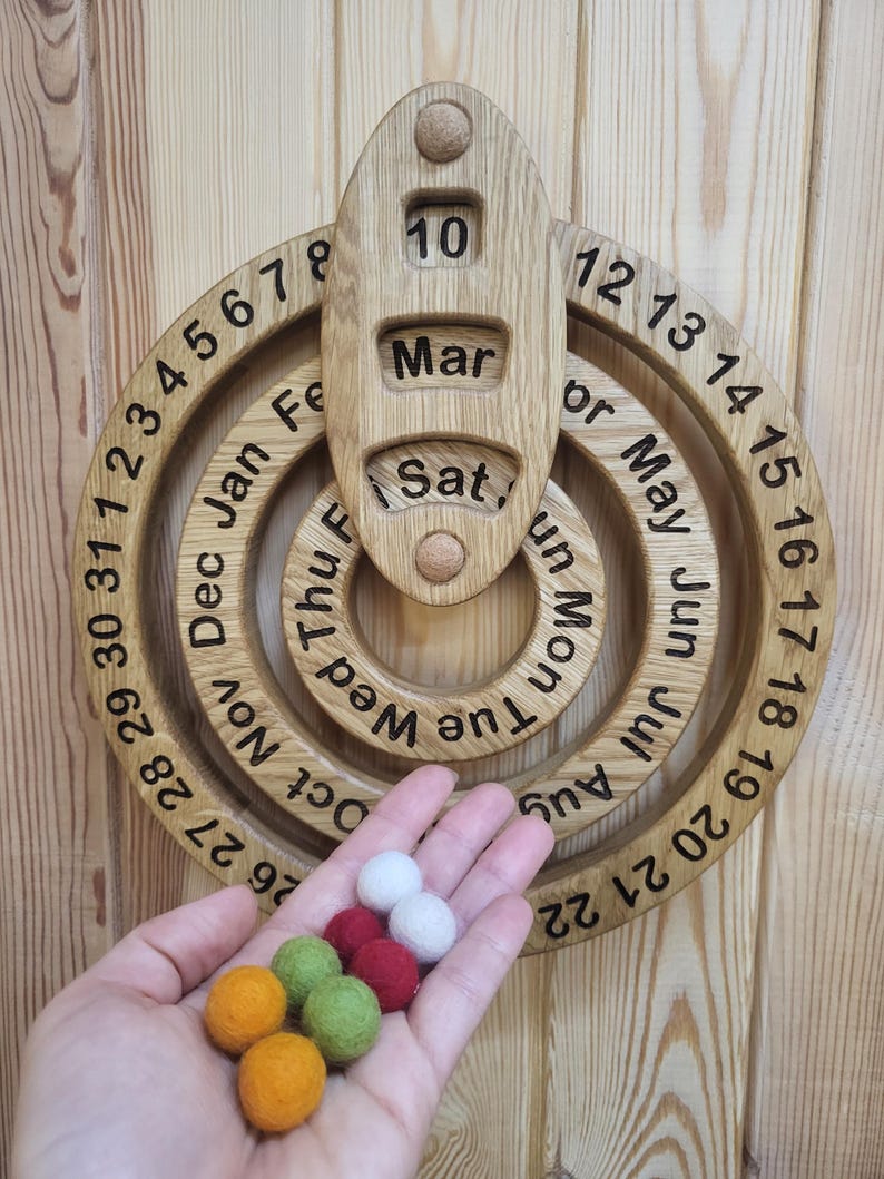 Wooden Perpetual Calendar Wall Calendar Gift for Child Kids for Family ...