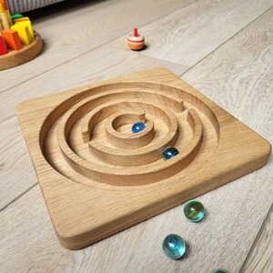 Wooden Maze Labyrinth Game Educational Toy Gift for Kids Waldorf Marble ...