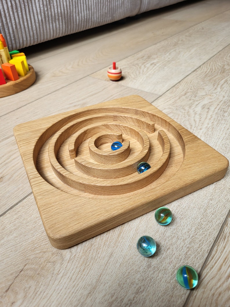Wooden Maze Labyrinth Game Educational Toy Gift for Kids Waldorf Marble ...