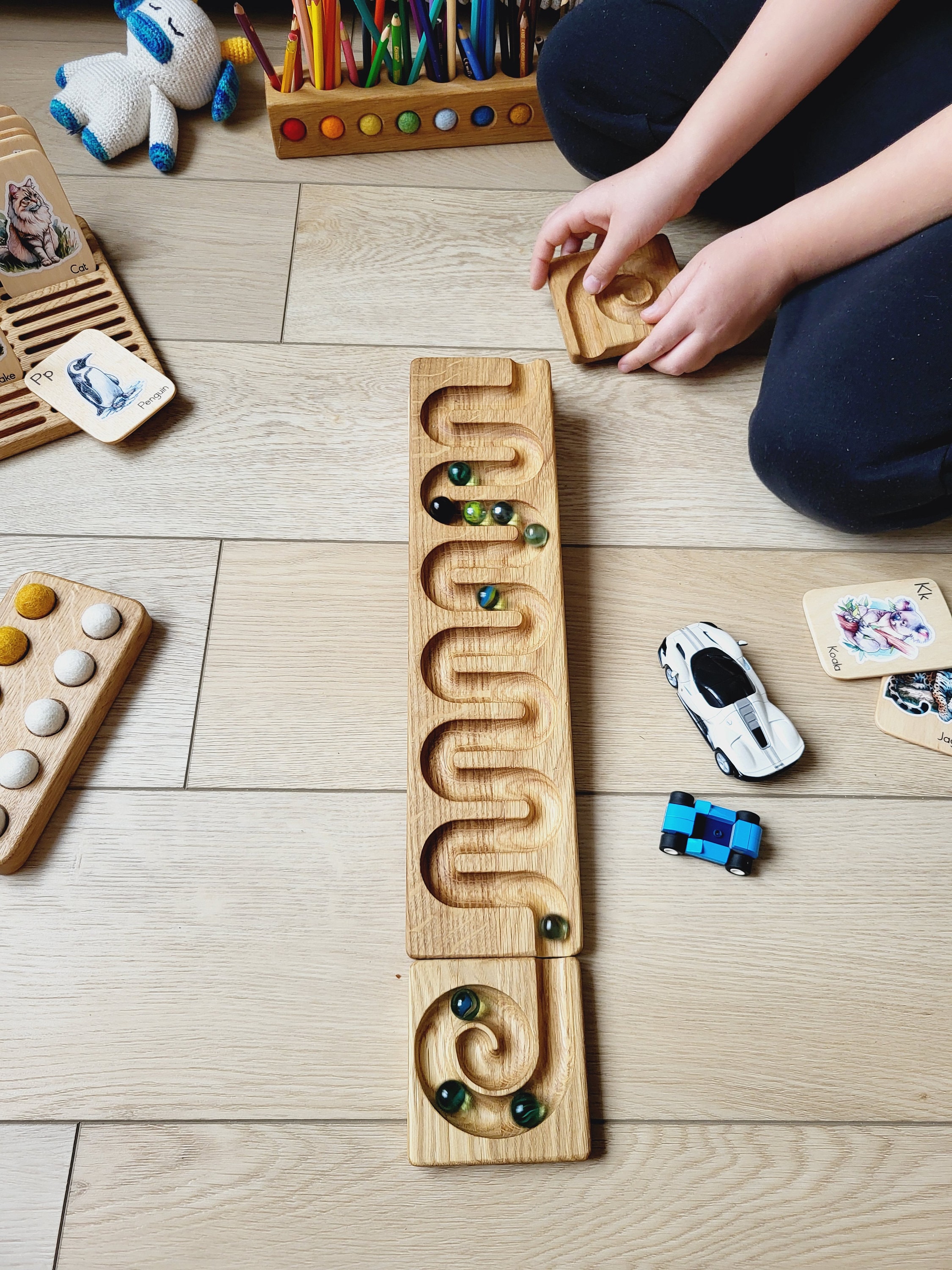 Marble Run Track RIVER Marble Race Wooden Maze Board Ball Run Marble ...
