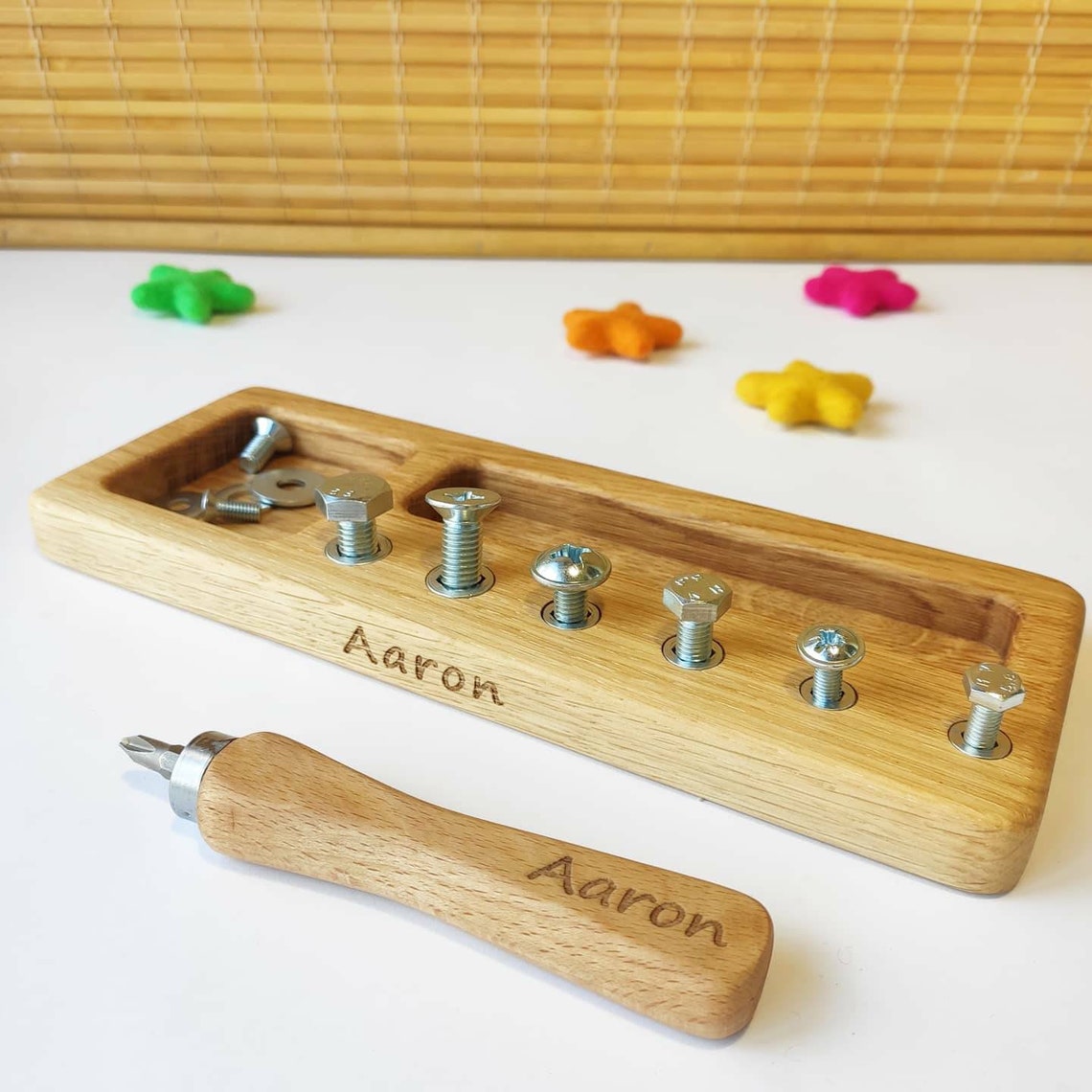 Montessori Screw Board Birthday Gift for Boy Personalized | Etsy