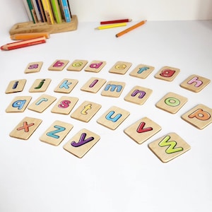 Montessori Colored English Cards With Holder Lowercase Uppercase ...