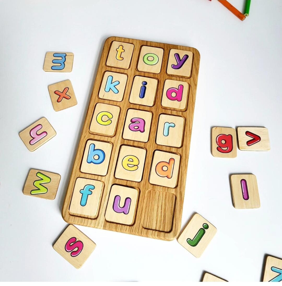Montessori Alphabet Wooden Board 3×5 With Letter Cards – Learning Toy ...