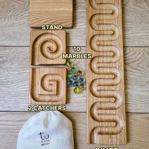 Gift for Kids Wooden Marble Run Race Marble Machine Winding Track Set ...