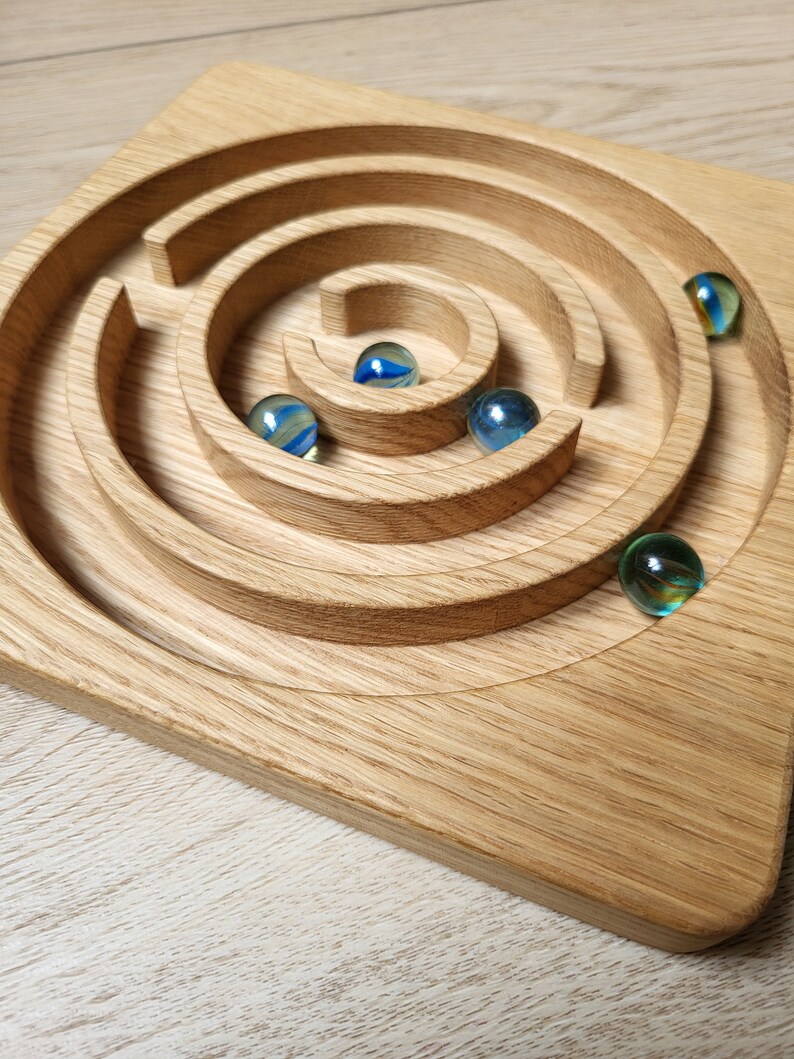 Wooden Maze Labyrinth Game Educational Toy Gift for Kids Waldorf Marble ...