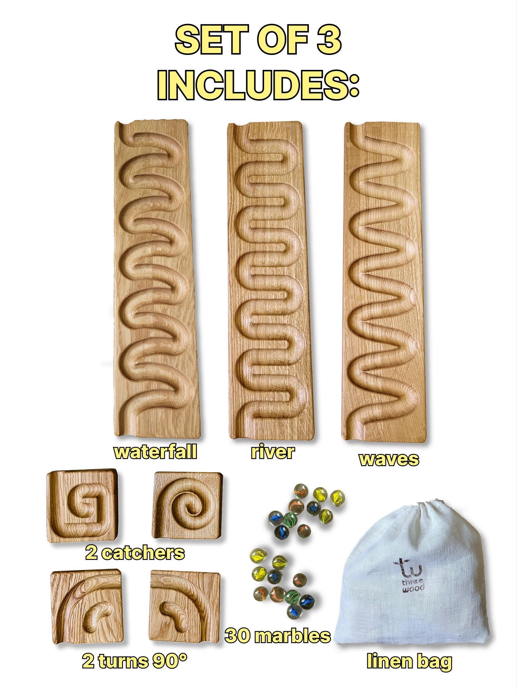 Gift for Kids Wooden Marble Run Race Marble Machine Winding Track Set ...