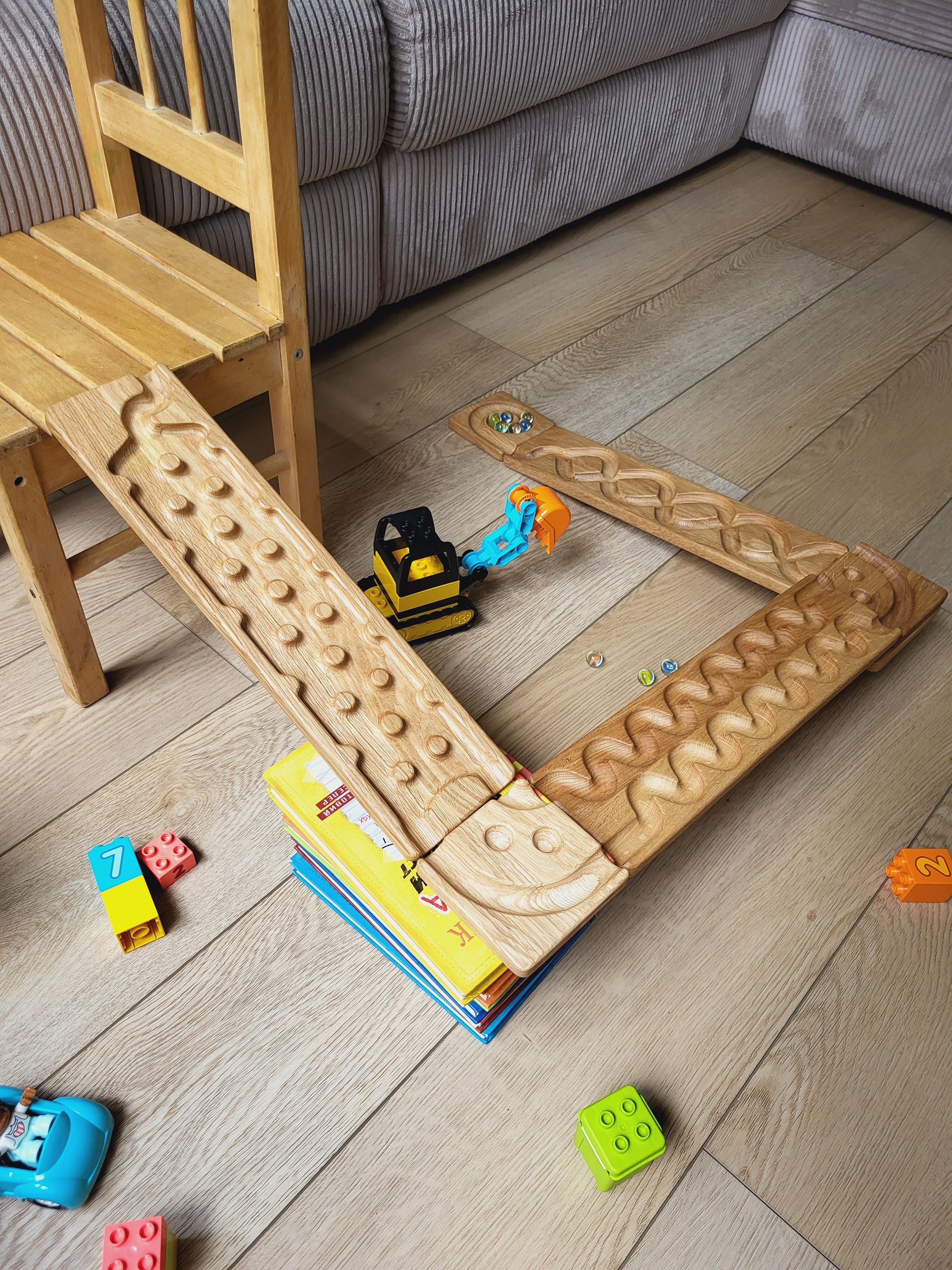 Gift for Kids Wooden Marble Run Race Marble Machine Winding Track Set ...