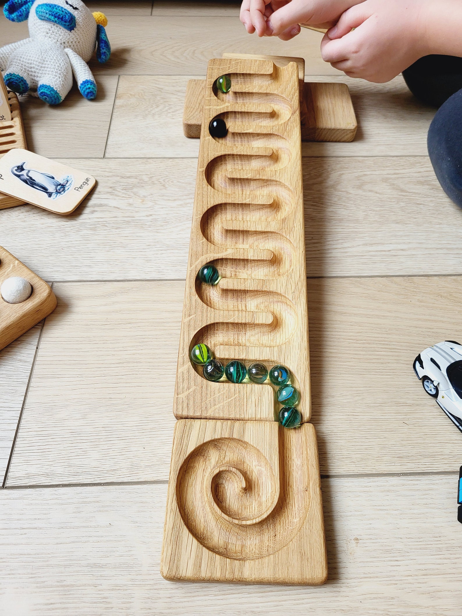 Marble Run Track RIVER Marble Race Wooden Maze Board Ball Run Marble ...