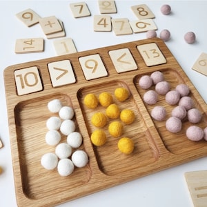 Montessori Math Board Count With Trays and Numbers Cards Waldorf ...