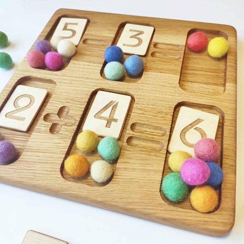 Montessori color sorting tray with number cards | Etsy