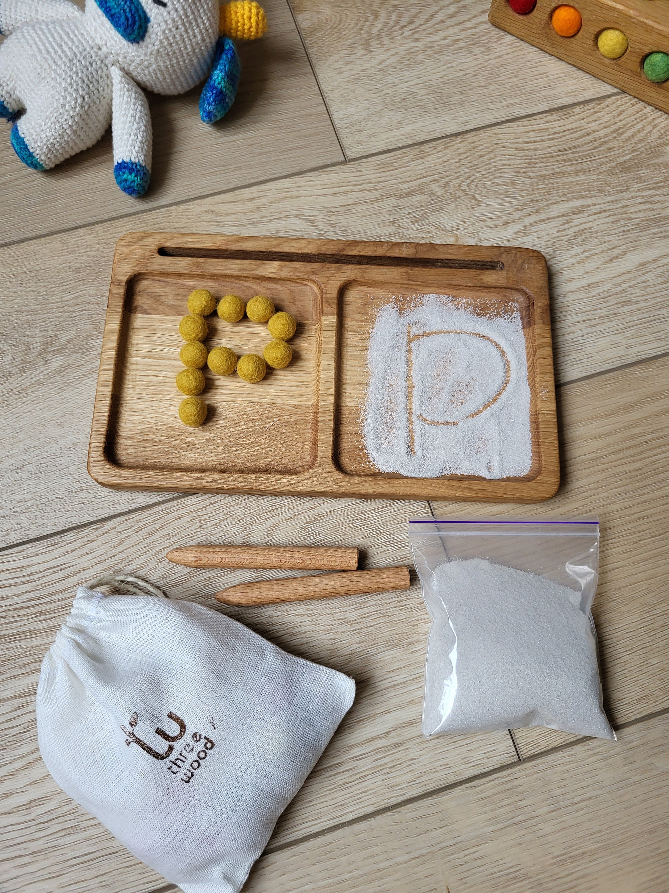 Montessori Wooden Learning Tray Sand Tray 2 Part Tray Card Holder ...