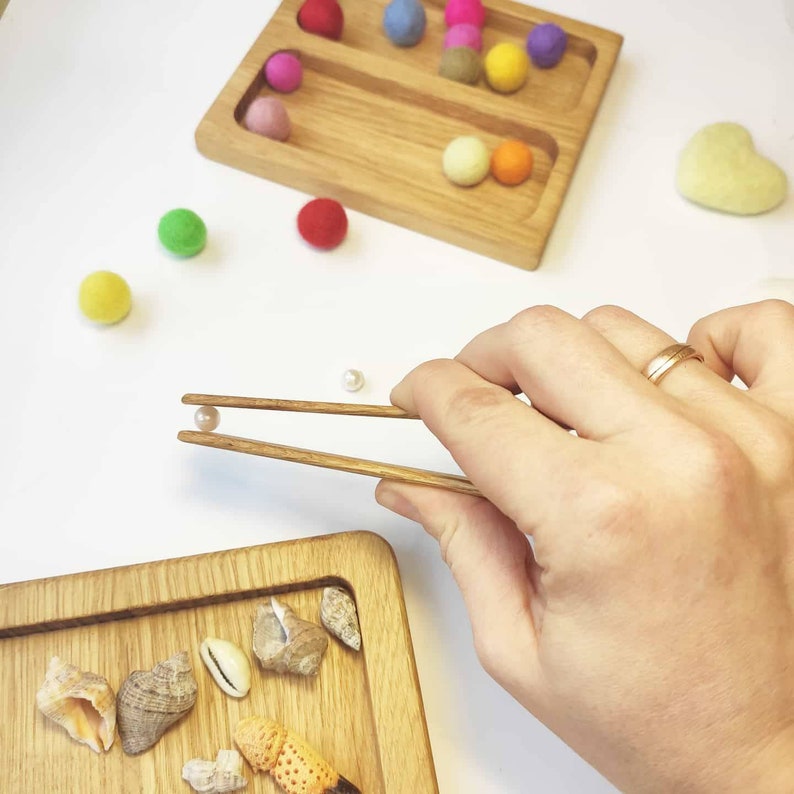 Montessori Wooden Tweezers or Tongs Fine Motor Skills Gift for Kids ...