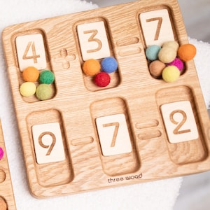 Montessori Math Counting Board With Number Cards 1-20 Educational Toy ...