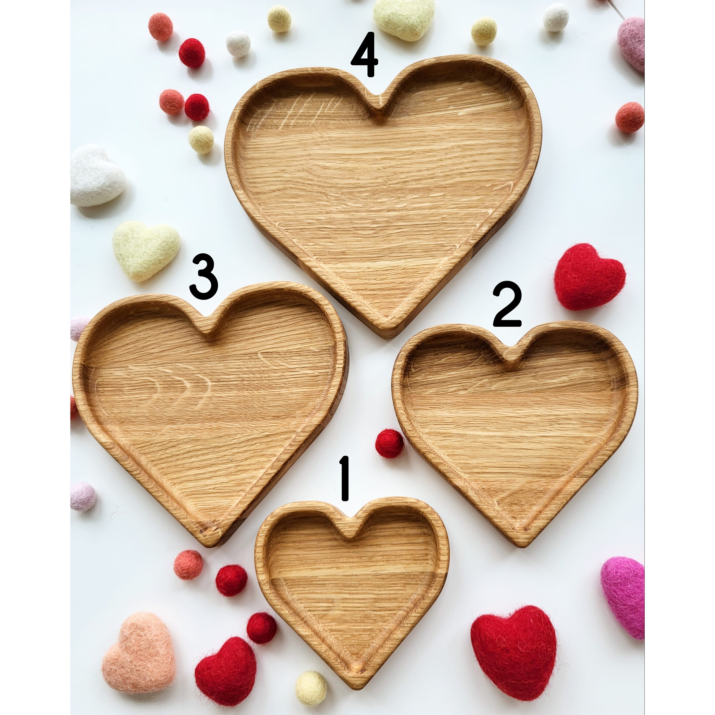 Wooden Snack Plate, Heart Shaped Trays, Sensory Sorting Tray, Jewelry ...