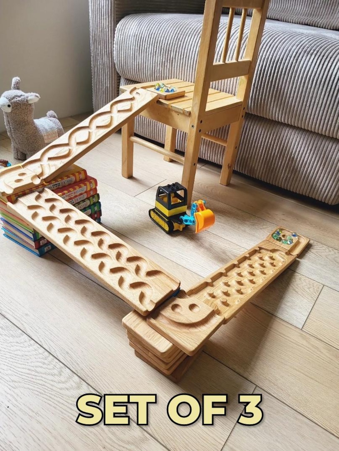 Birthday Gift for Kids Wooden Marble Run Race Marble Machine Winding ...