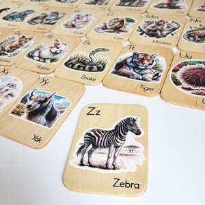 Montessori Wooden Alphabet Flash Cards With Animals Pictures Learning ...