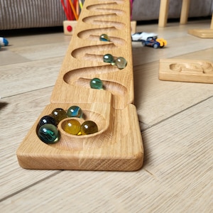 Wooden Marble Run WATERFALL Race Marble Track Machine Winding Track Set ...