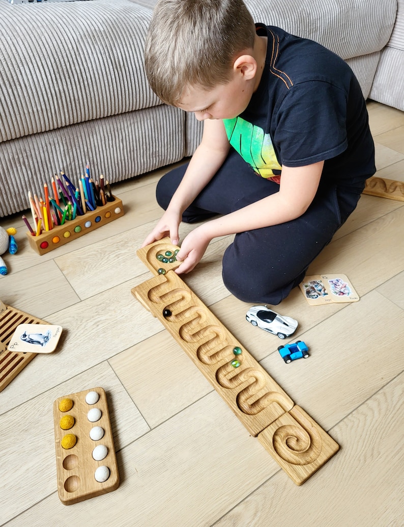 Marble Run Track RIVER Marble Race Wooden Maze Board Ball Run Marble ...
