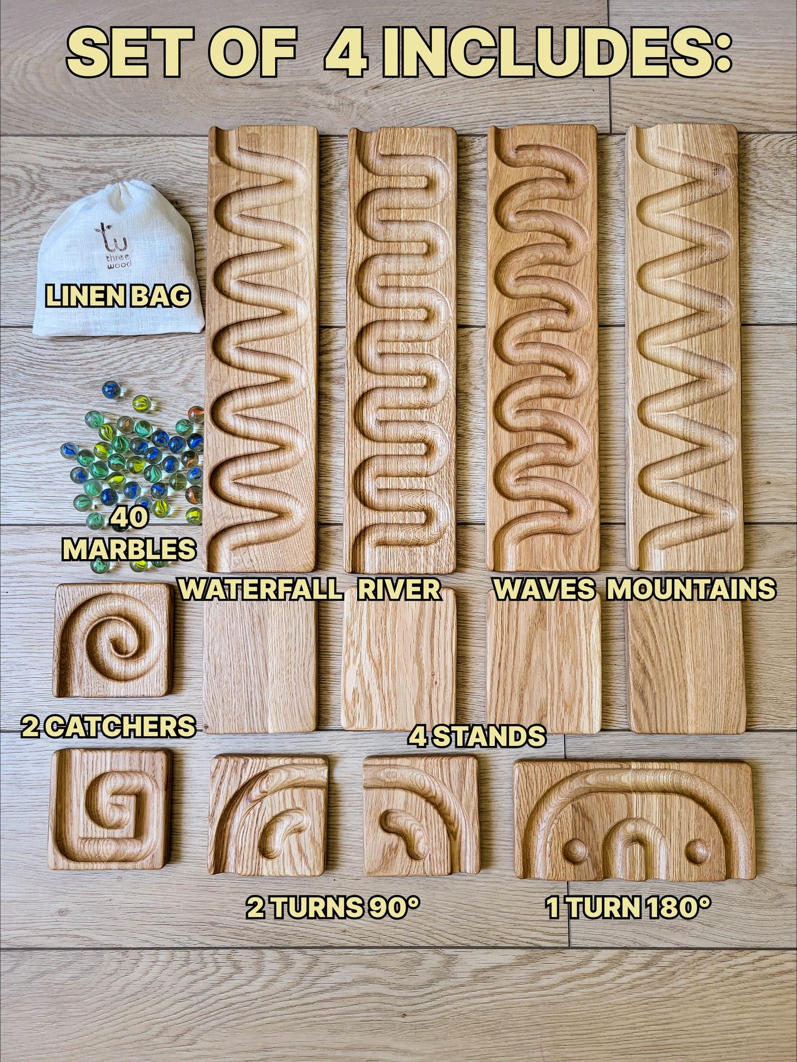 Gift for Kids Wooden Marble Run Race Winding Track Set Wooden Ball Run ...