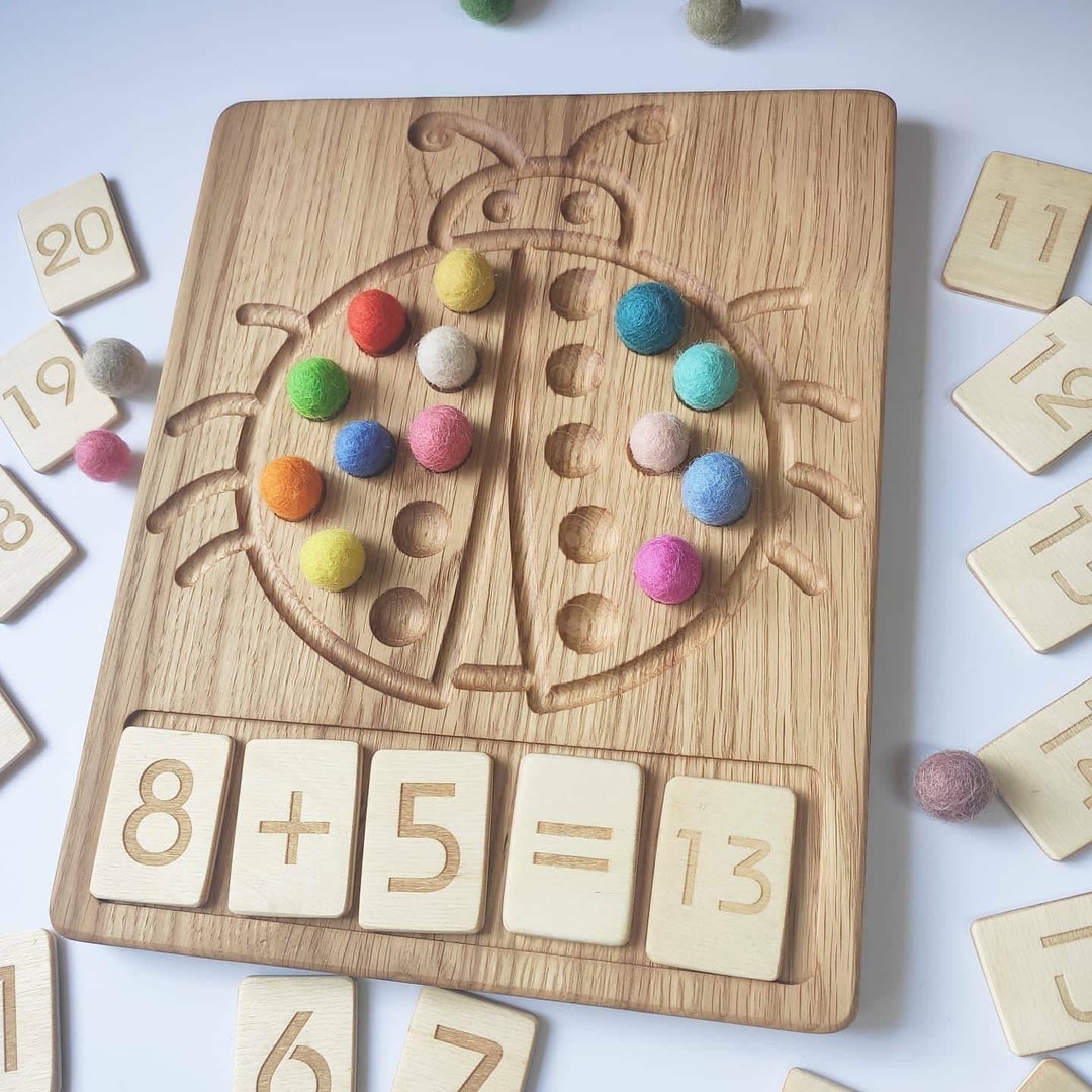 Montessori Ladybug Math Board With Number Cards Gift for Kids Learning ...