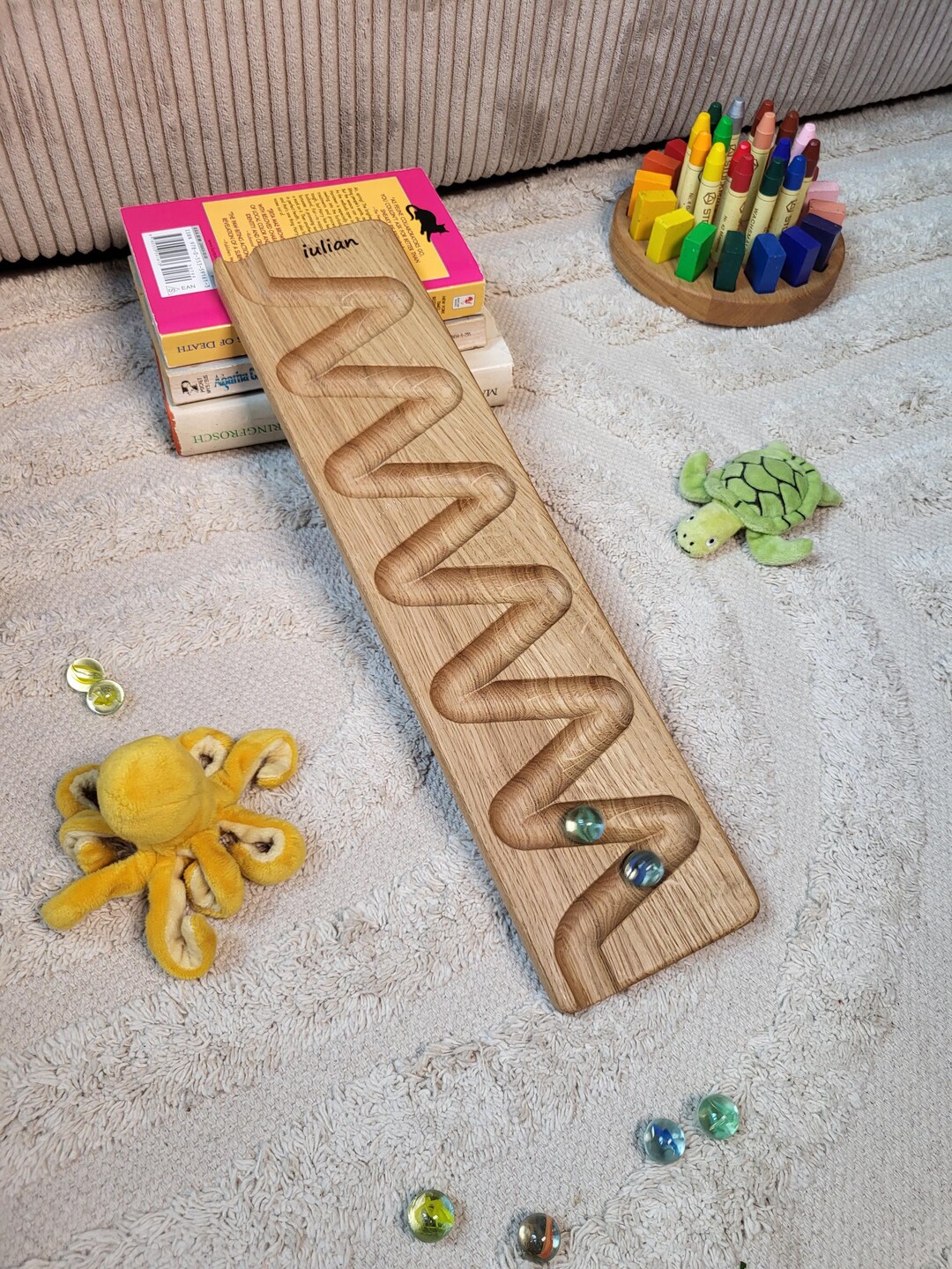 Gift for Kids Marble Run Track Marble Race Winding Track Wooden Ball ...