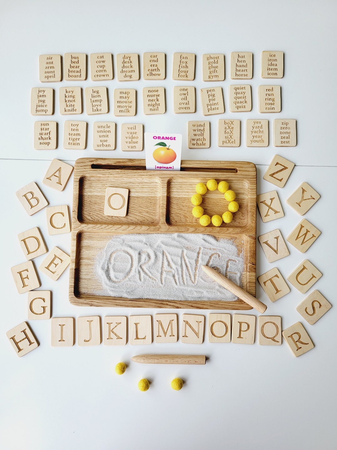 Montessori Materials, Read, Write, Create Sand Tray With Letters Cards ...