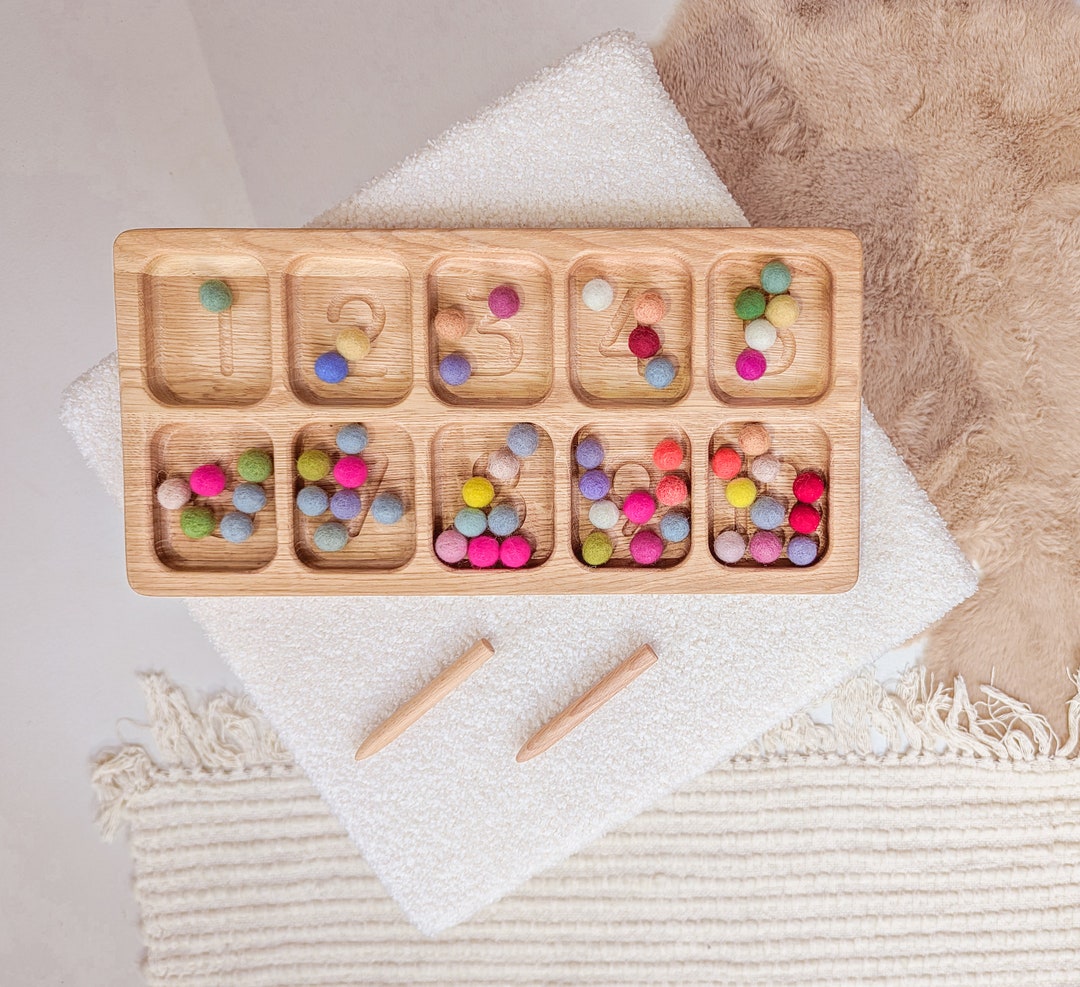 Montessori Sorting Tray With Numbers Toddler Activities Child Gift for ...