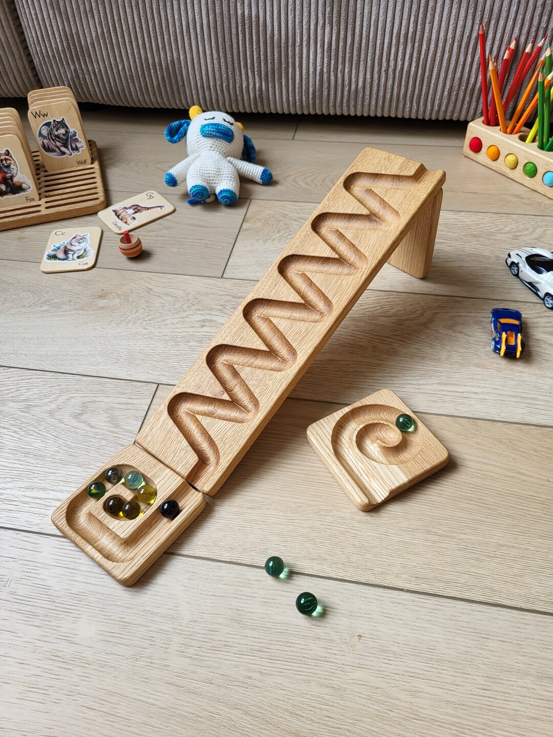 Marble Run Track MOUNTAINS Marble Race Wooden Maze Board Ball Run ...