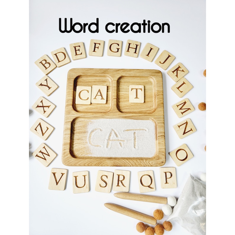 Montessori Sorting Tray Number Letters Cards Color Sorting Composition ...